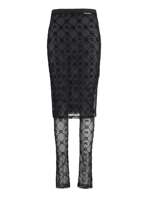 MARINE SERRE Moonogram Mesh Flock Pant-skirt - Black