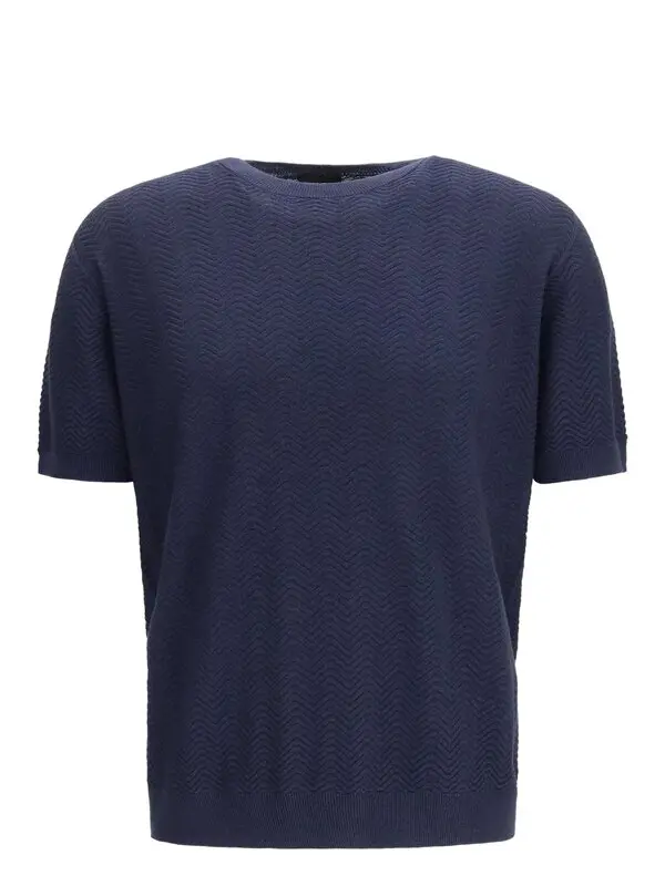Giorgio Armani Short-sleeved Cotton And Silk Sweater - Blue