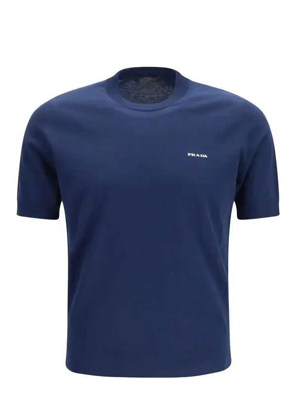 Prada Cotton C-neck Knit - Blue