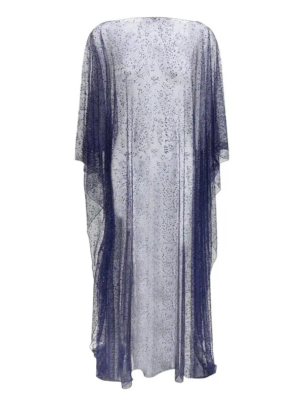Giorgio Armani Long Tulle Poncho With Crystal Embellishments - Blue