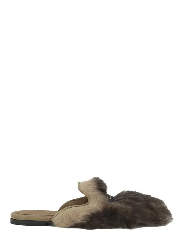 Dolce & Gabbana Sheepskin Mules - Grey