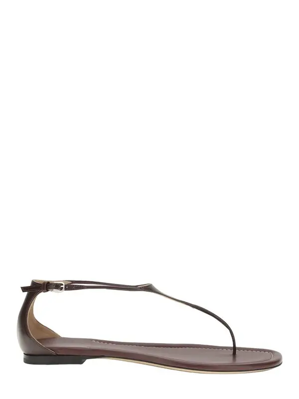 FRANCESCO RUSSO Kid Leather Thong Sandals - Bordeaux