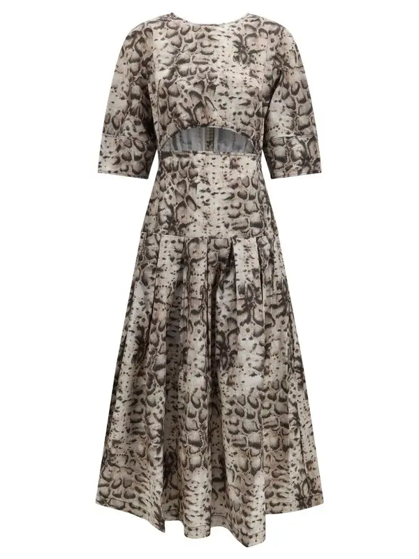 Pinko Animal Print Cut-out Dress With Pleated Skirt - Multicolour