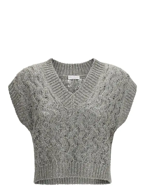 Brunello Cucinelli Silk Blend Sequined Vest - Green