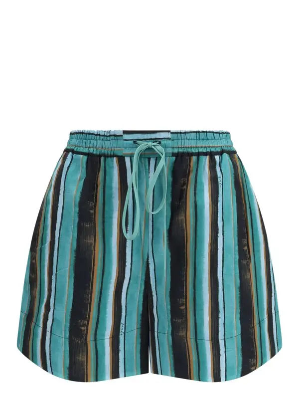 Pinko Arrone Striped Muslin Shorts - Green