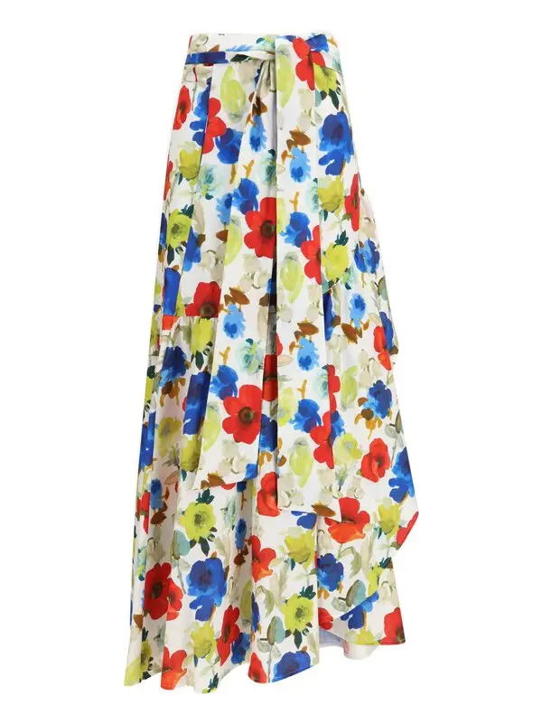 SARA ROKA Marzia Printed Linen Wrap Skirt - Multicolour