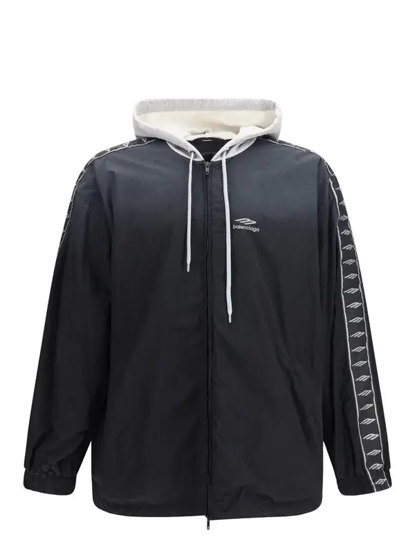 Balenciaga Oversized Zip-up Jacket With High Neck - Black