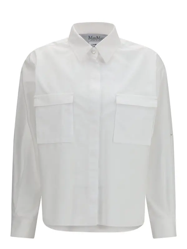 Max Mara Cotton Shirt With Classic Collar And Patch Pockets - White