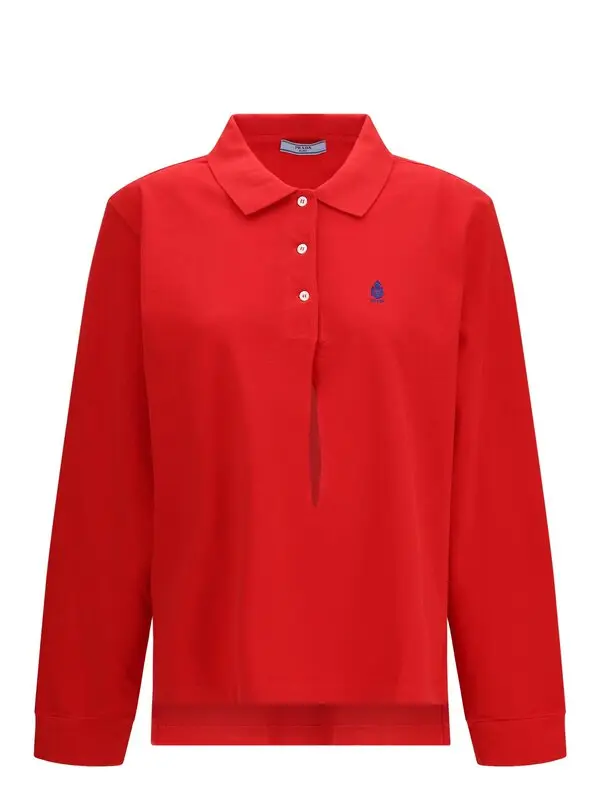 Prada Long-sleeve Cotton Piqué Polo - Red