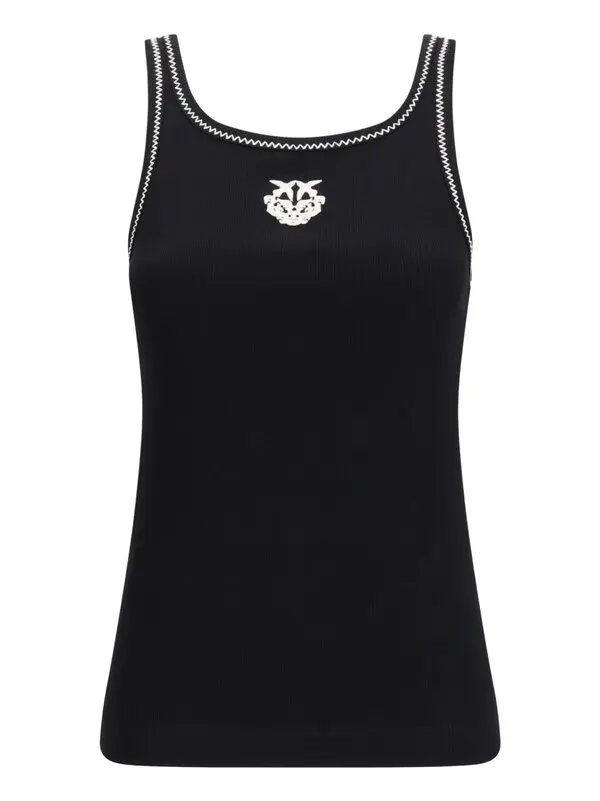 Pinko Bitetto Ribbed Tank Top - Black