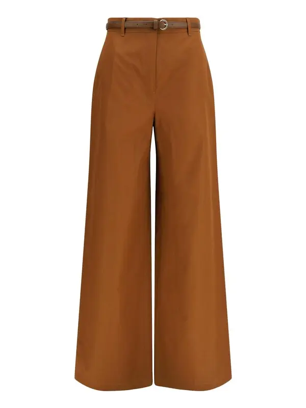Max Mara Farea" Cotton Poplin Belted Trousers - Brown