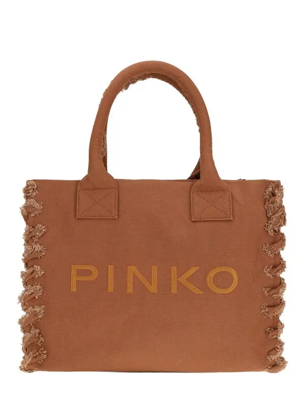 Pinko Canvas Tote Bag - Brown