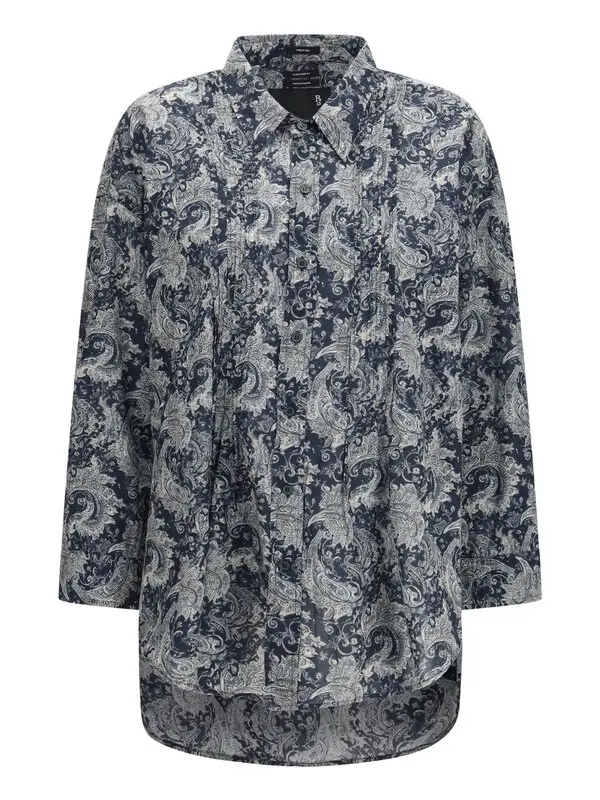 R13 Pintuck Drop Neck Shirt - Blue