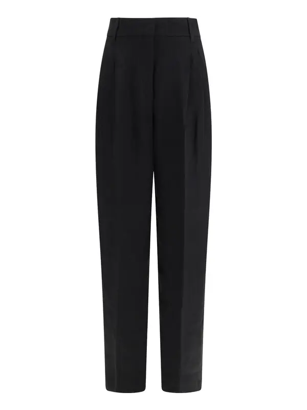 Max Mara Mstsumero Pants In Linen Batavia - Black
