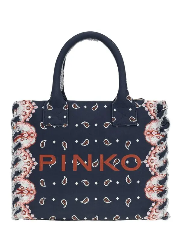 Pinko Canvas Tote Bag With Printed Logo - Multicolour