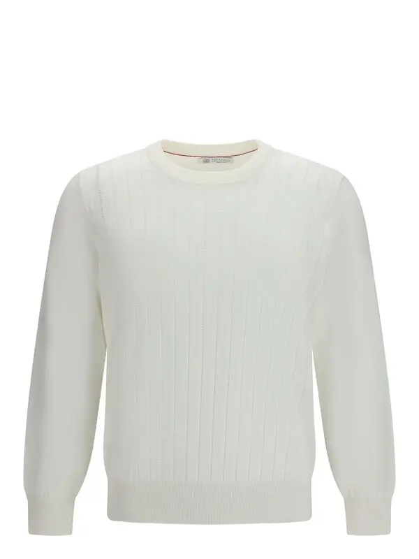Brunello Cucinelli Cotton Crew Neck Sweater - White