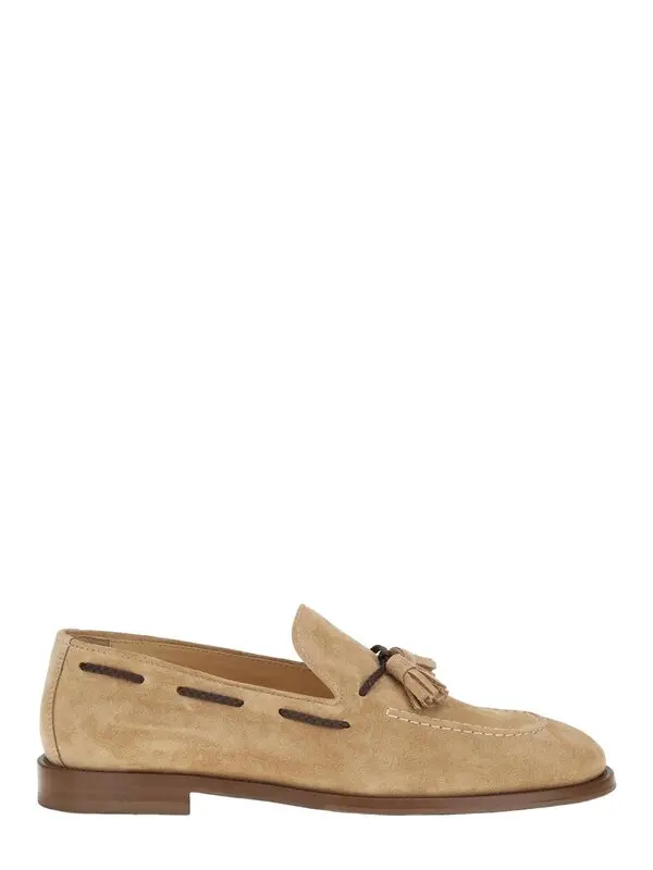 Brunello Cucinelli Suede Tassel Loafers - Brown