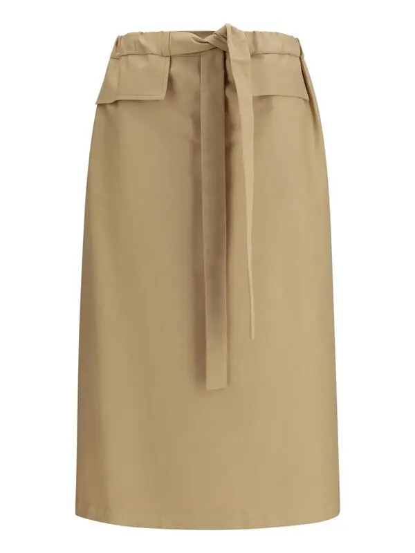 Fabiana Filippi Cotton Midi Skirt With Tie Belt - Beige