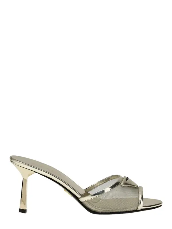 Prada Sandals With Triangular Logo Detail - Silver