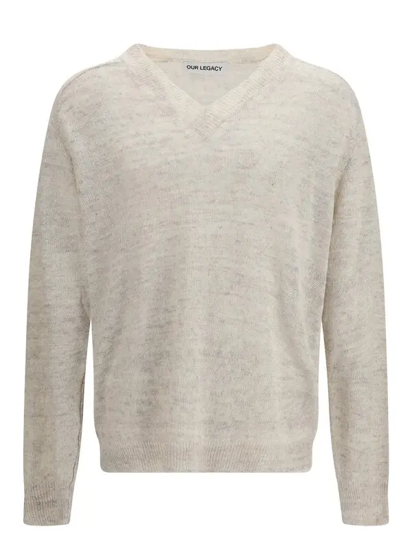 Our Legacy Rue V-neck Soft Cyclone Linen Sweater - Beige