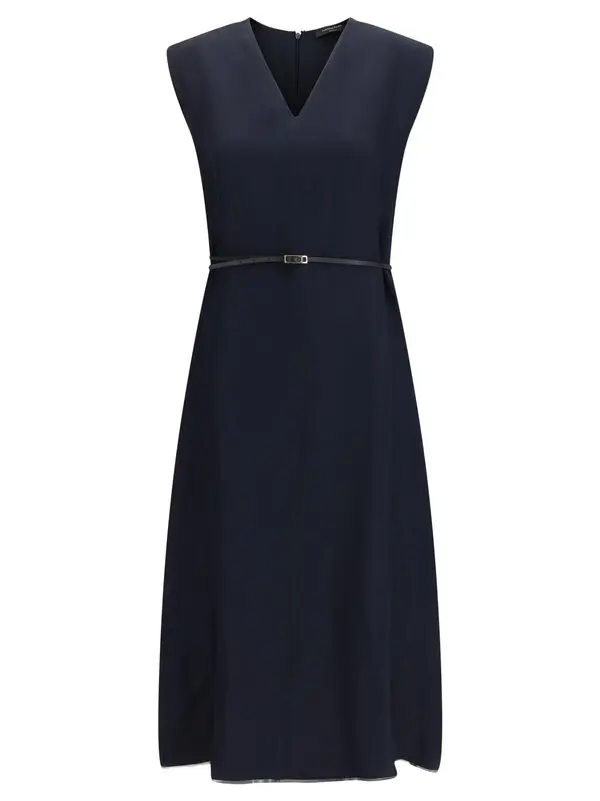 Fabiana Filippi V-neck Belted Dress - Blue