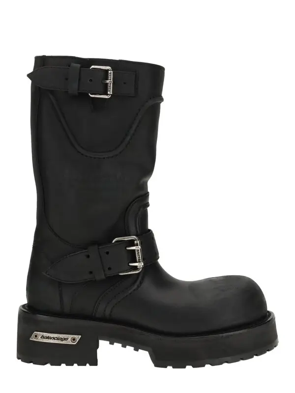 Balenciaga Venom Boots With Belt Detailing And Embossed Logo - Black