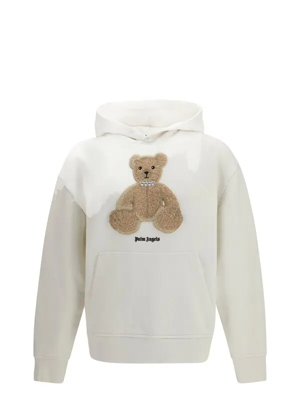 Palm Angels Textured Bear Graphic Hoodie - Cream