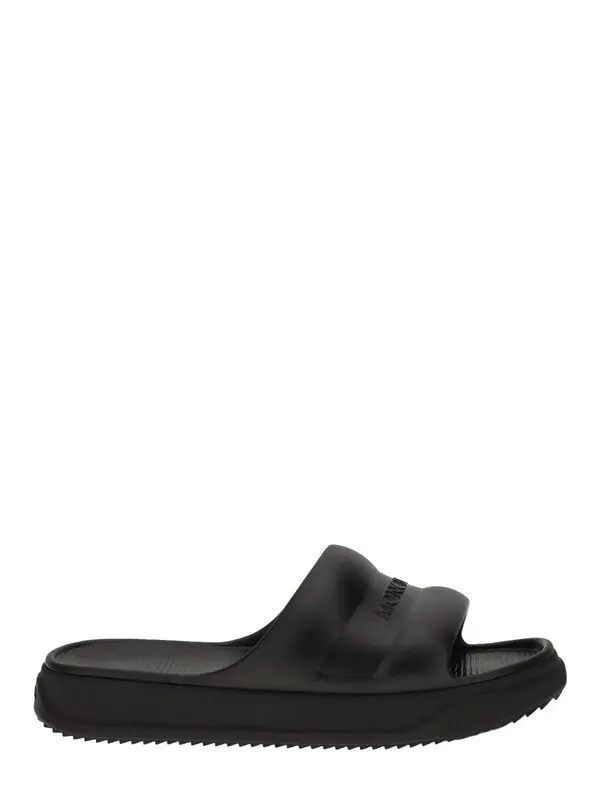 Moncler Altive Logo Strap Slides - Black