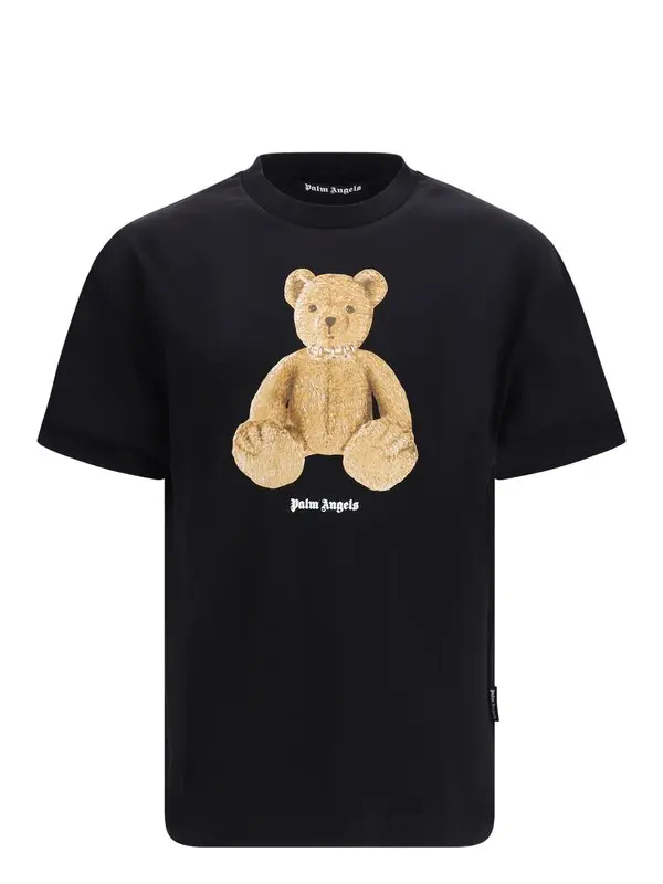 Palm Angels Cotton Bear Print T-hirt - Black