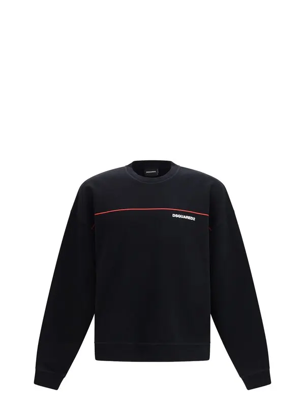 Dsquared2 Cotton Crew Neck Sweatshirt With Logo Print - Black
