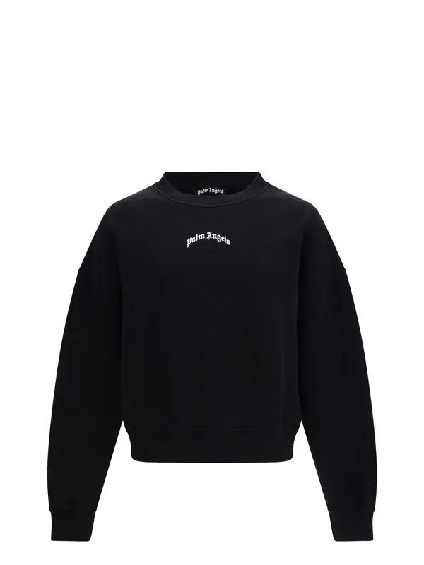 Palm Angels Curved Logo Sweatshirt - Black