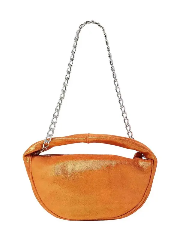 By Far Metallic Leather Shoulder Bag - Orange