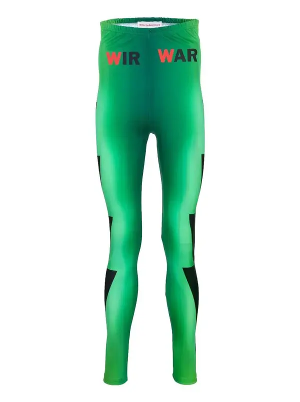 WALTER VAN BEIRENDONCK Sun-print Bike Leggings - Green