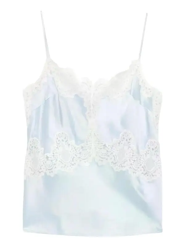 Sandro Lace-trimmed Satin Camisole - Blue