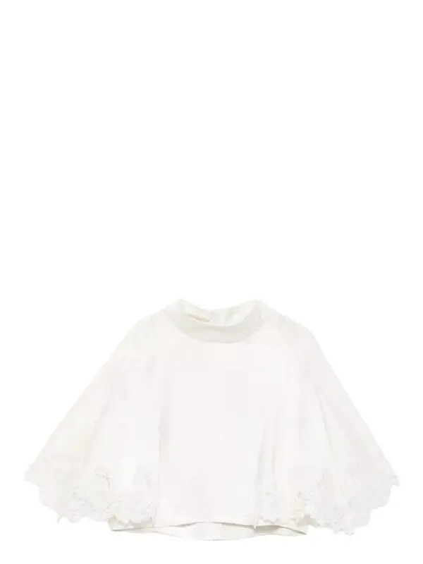Sandro Lace-trimmed Cropped Top - Neutrals