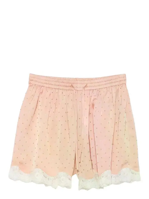 Sandro Embellished Shorts With Lace Trim - Neutrals