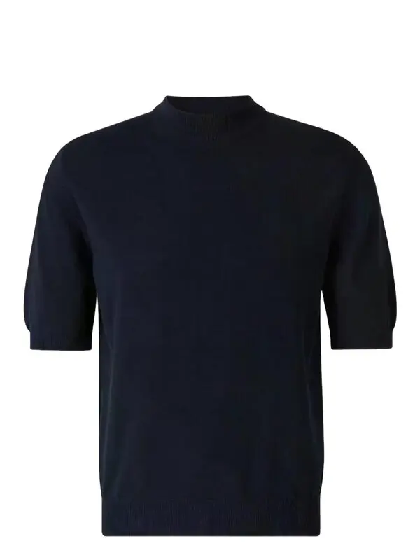ZANONE Short-sleeve Mock Neck Sweater - Blue