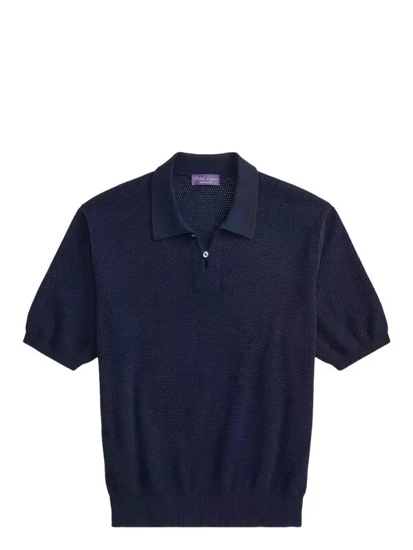 Ralph Lauren Purple Label Tuck-stitch Polo Shirt - Blue