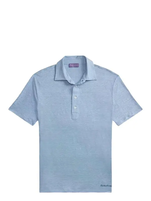 Ralph Lauren Purple Label Linen Jersey Polo Shirt - Blue