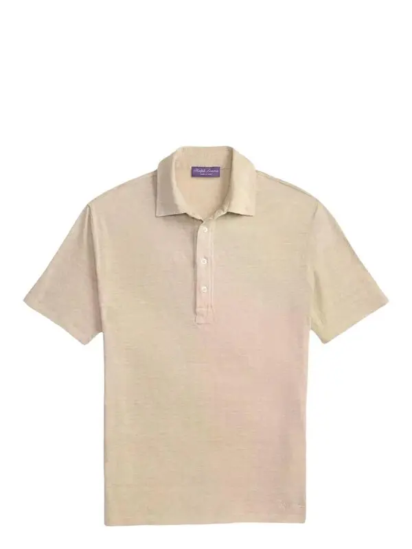 Ralph Lauren Purple Label Embroidered Linen Polo Shirt - Neutrals