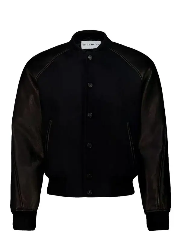 Givenchy Leather-sleeved Wool Bomber Jacket - Black