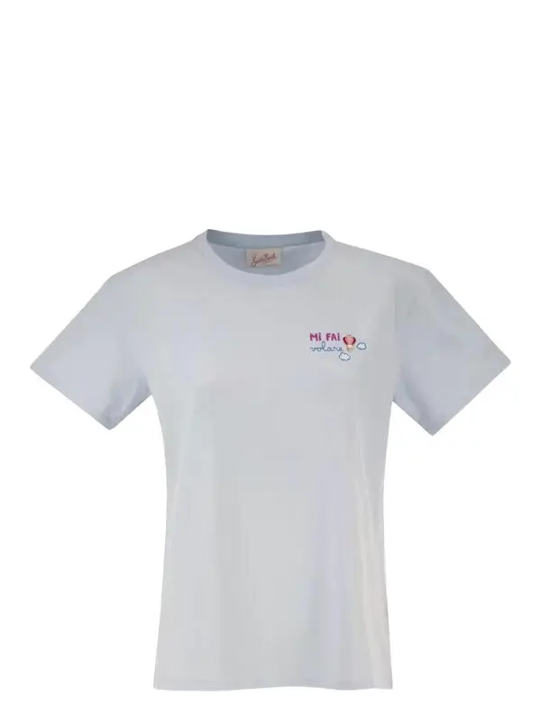 MC2 SAINT BARTH Embroidered Cotton T-shirt - Blue