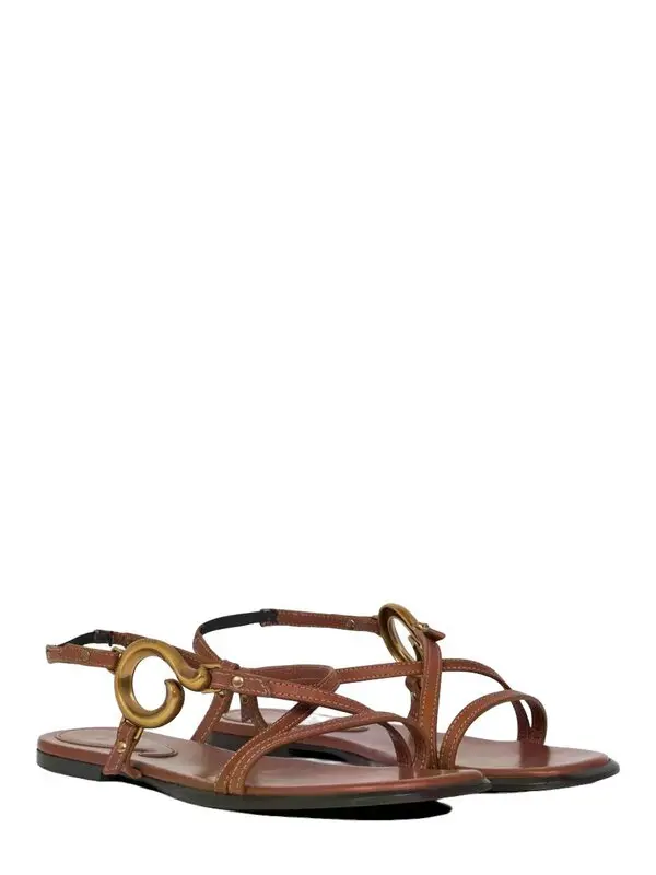 Etro Strappy Leather Flat Sandals - Brown
