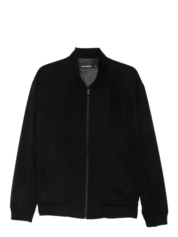 Karl Lagerfeld Ribbed-trim Zip-up Jacket - Black
