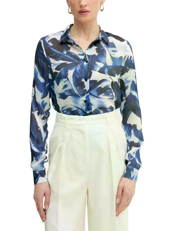 Guess Leaf Print Button-down Shirt - Blue