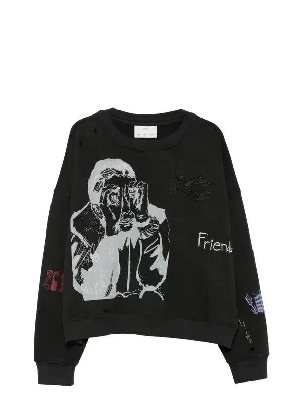 SONG FOR THE MUTE Graphic Print Sweatshirt - Black