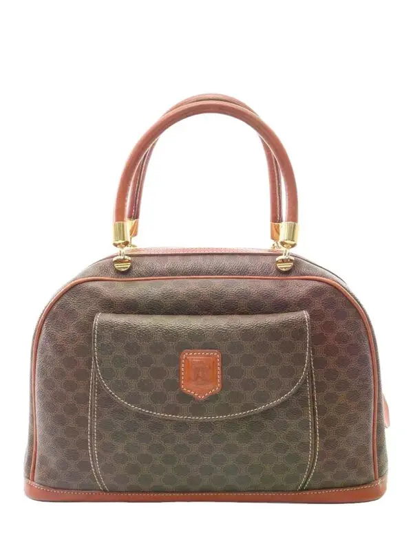 Celine Macadam Leather-trim Handbag - Brown