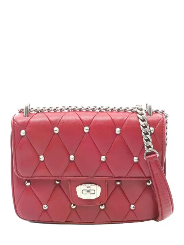 Miu Miu Stud-embellished Quilted Shoulder Bag - Red