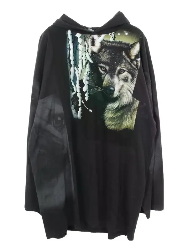 Balenciaga Graphic Print Hoodie - Black