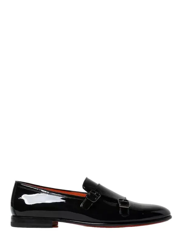 Santoni Double-strap Patent-leather Loafers - Black
